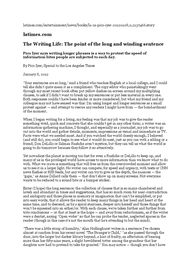 The Writing Life | PDF | Sentence (Linguistics)