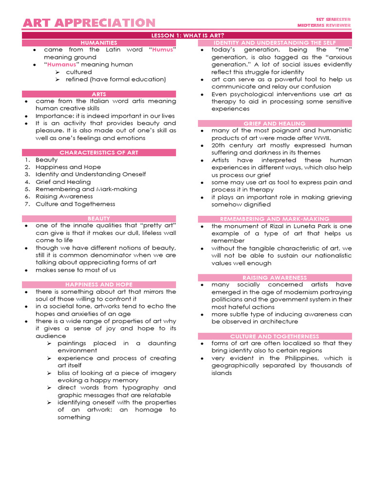 Artapp Midterms Reviewer | PDF | Color | The Arts