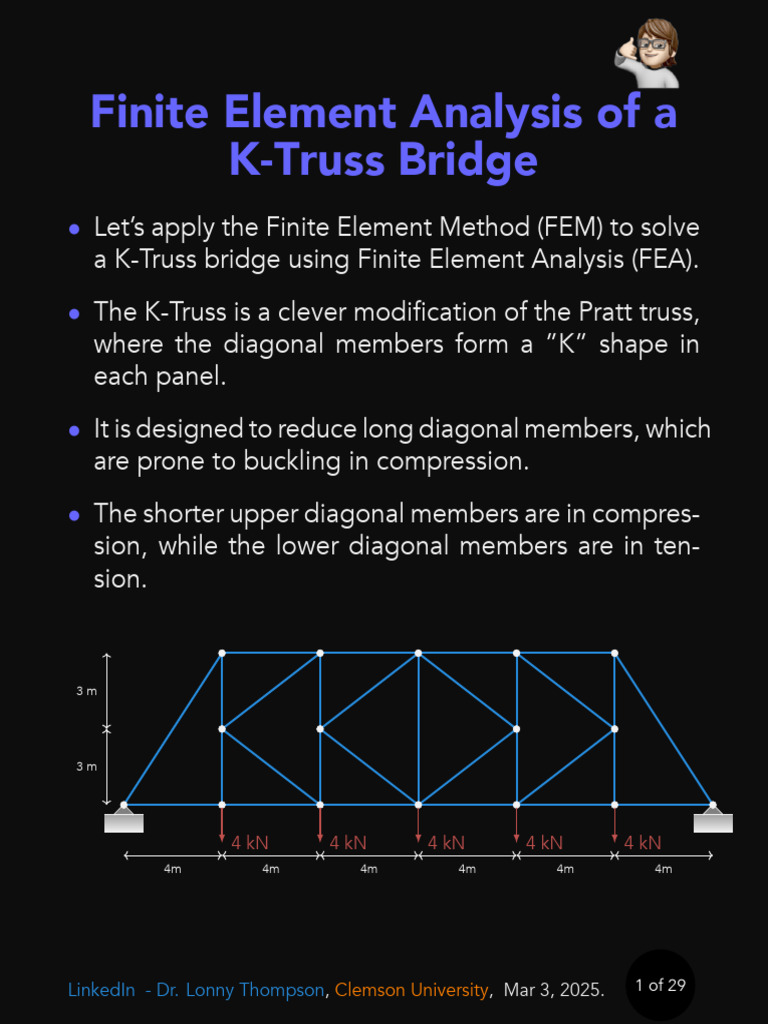 FEA of A K-Truss Bridge Structure | PDF | Mathematical Objects | Mathematical Analysis