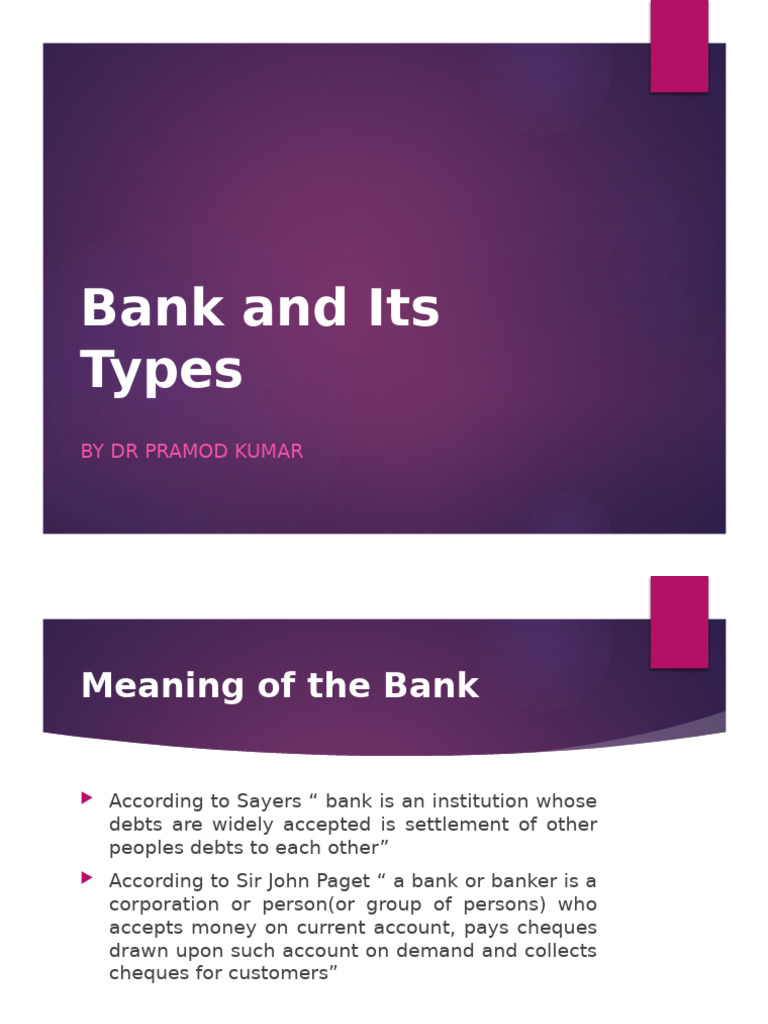 Meaning of Bank and Its Kinds | PDF | Banks | Cooperative