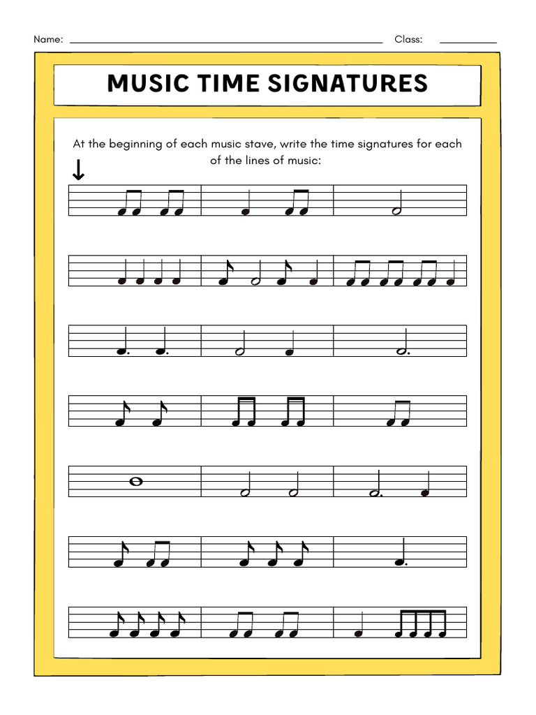 Music Time Signatures Worksheet.pdf | PDF