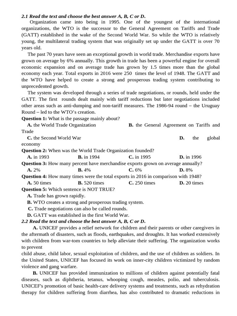 NGAN_HANG_DE_ANH_10_GIUA_KY_2_129e0 | PDF | World Trade Organization ...