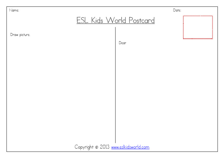 Postcard Writing Worksheet | PDF