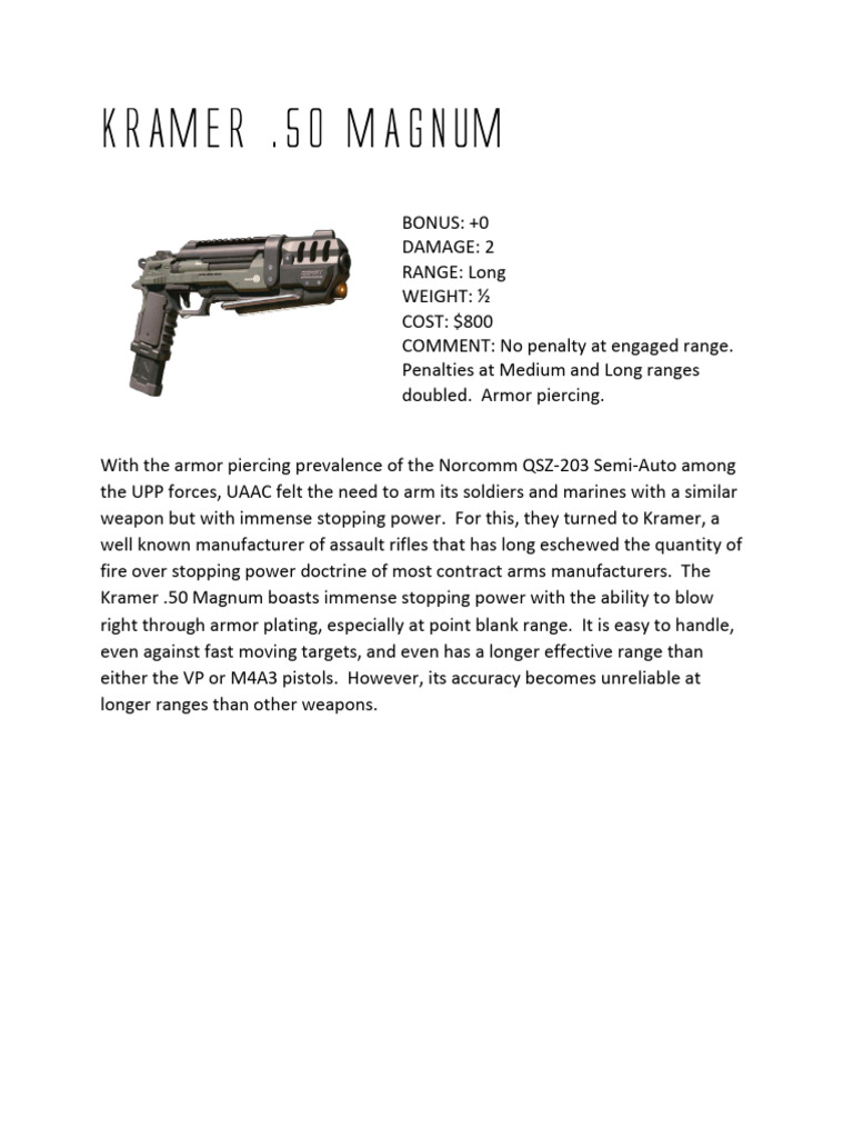 Kramer .50 Magnum Assault Rifle Overview | PDF