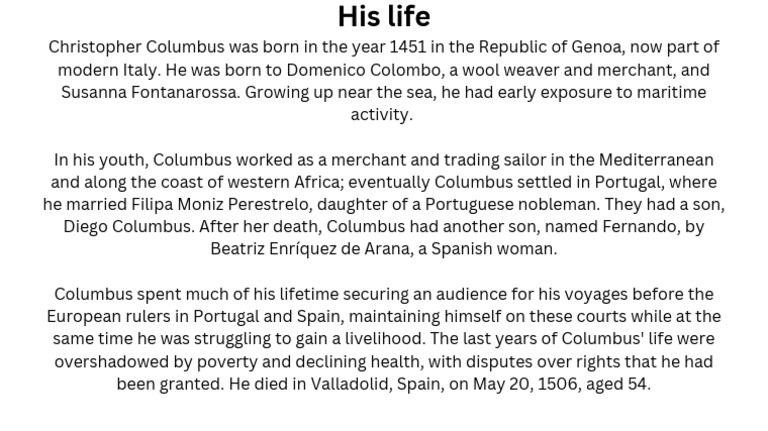 Christopher Columbus: Life and Legacy | PDF