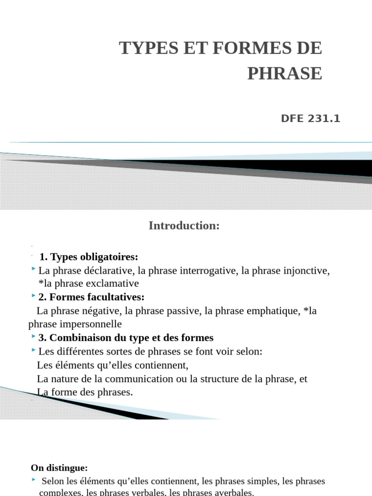 Types Et Formes de Phrases1 | PDF | Phrase | Question