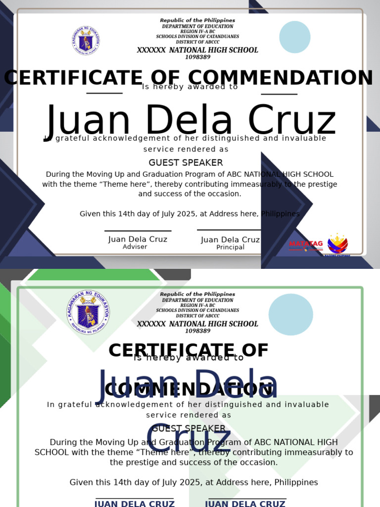 Certificate of Commendation for Juan Dela Cruz | PDF