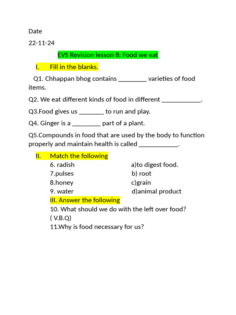 Evs Worksheet | PDF