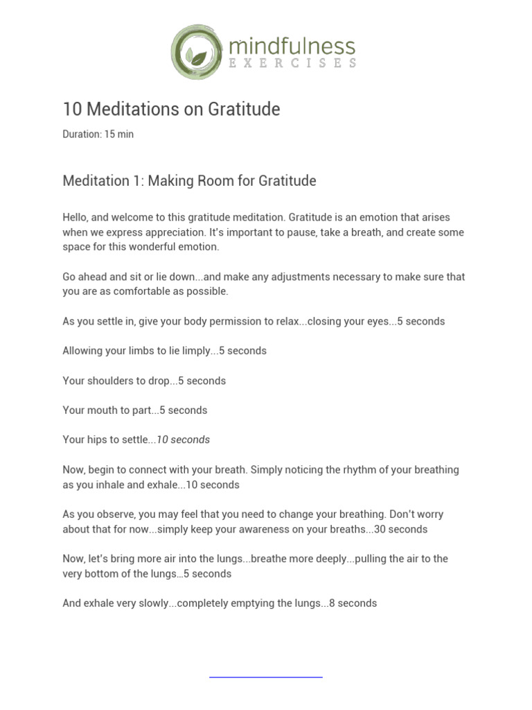 10-meditations-on-gratitude | PDF | Breathing | Meditation