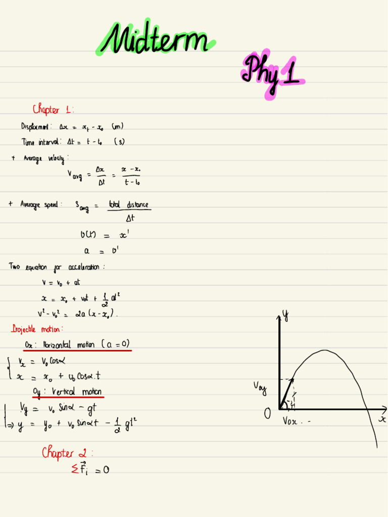 Physics Midterm Review: Motion & Forces | PDF | Physical Sciences ...