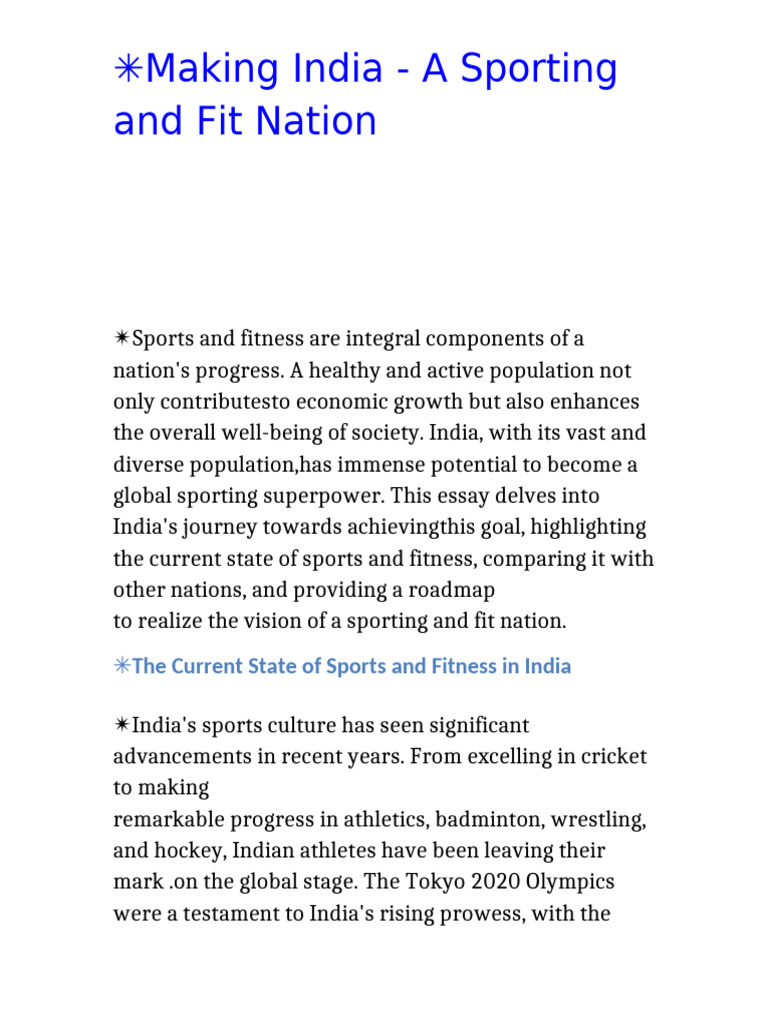 Roadmap to a Fit India | PDF | Sports | Infrastructure