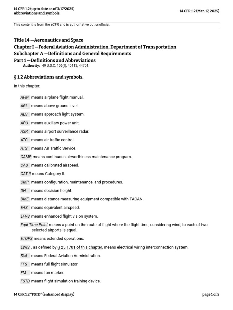 14 CFR 1.2 (Up To Date As of 3-17-2025) | PDF | Aerospace Engineering ...