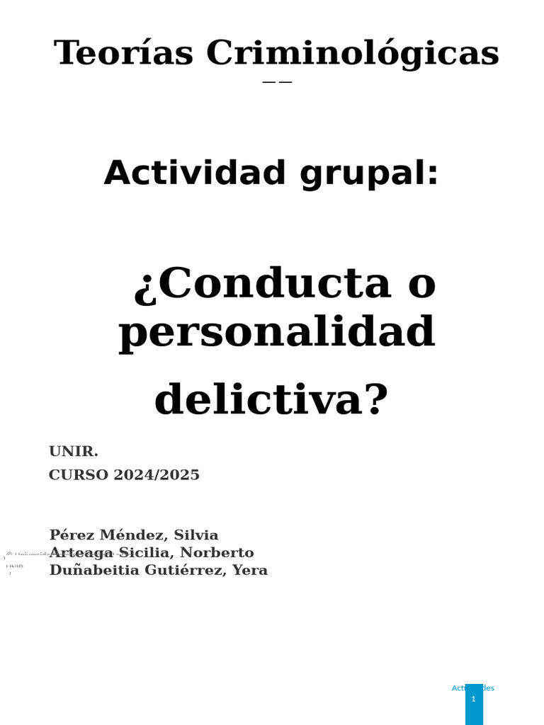 Act Grupal Teorás Criminológicas | PDF | Perfil del delincuente | Victimologia
