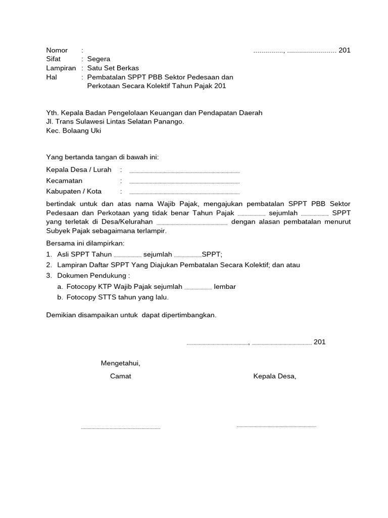 Pembatalan SPPT PBB Kolektif 201 | PDF