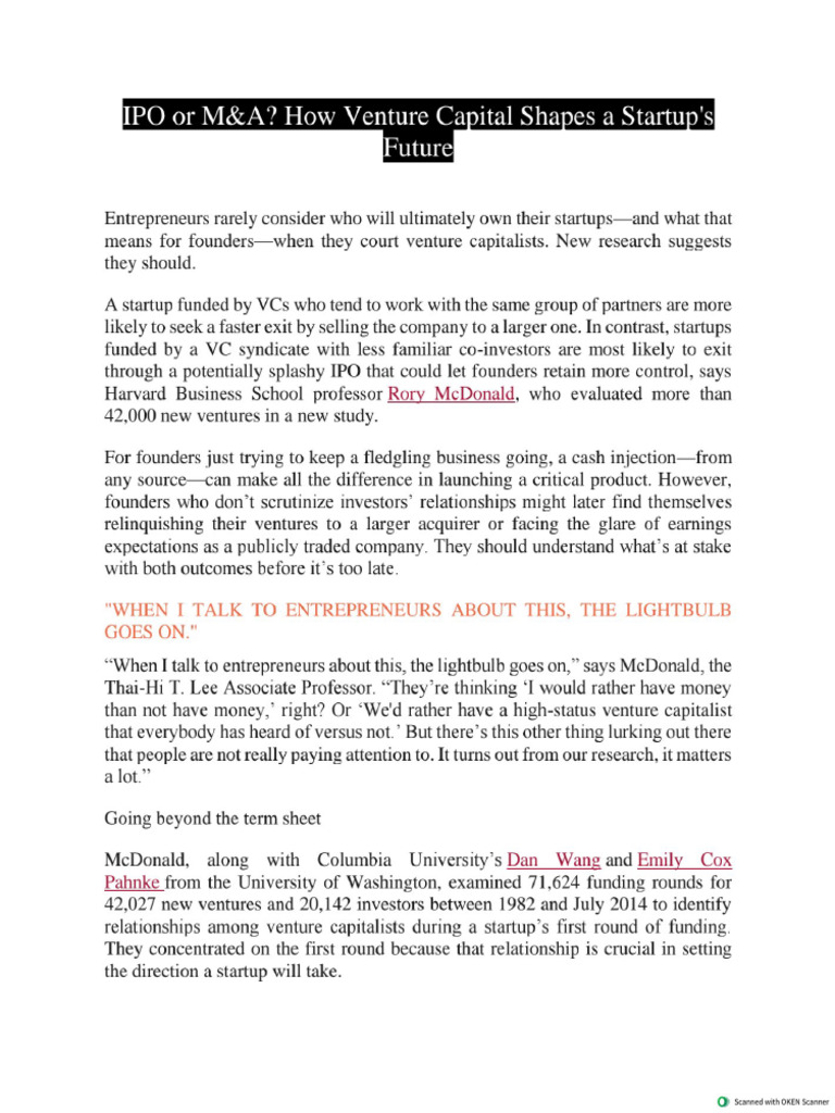 11 Venture Capital Case Study | PDF