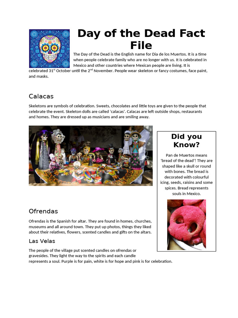 Day of The Dead Fact File | PDF | Veneration Of The Dead | Anthropology
