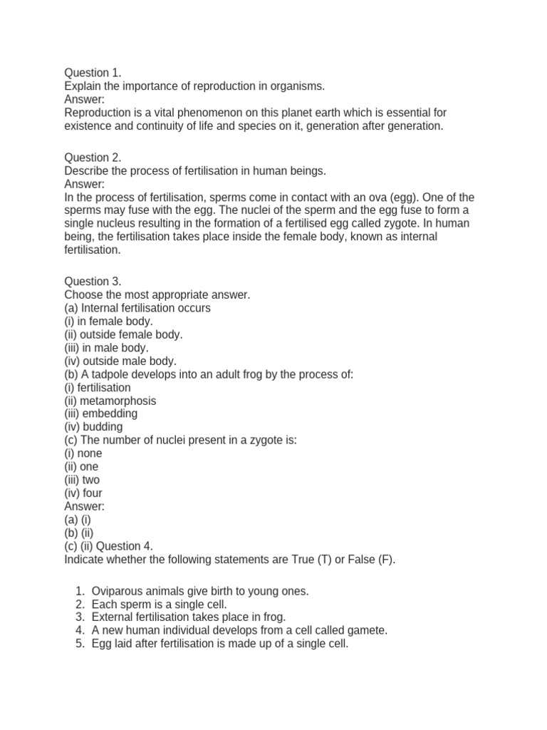NCERT Solutions for Class 8 Science Chapter 9 Reproduction in Animals ...