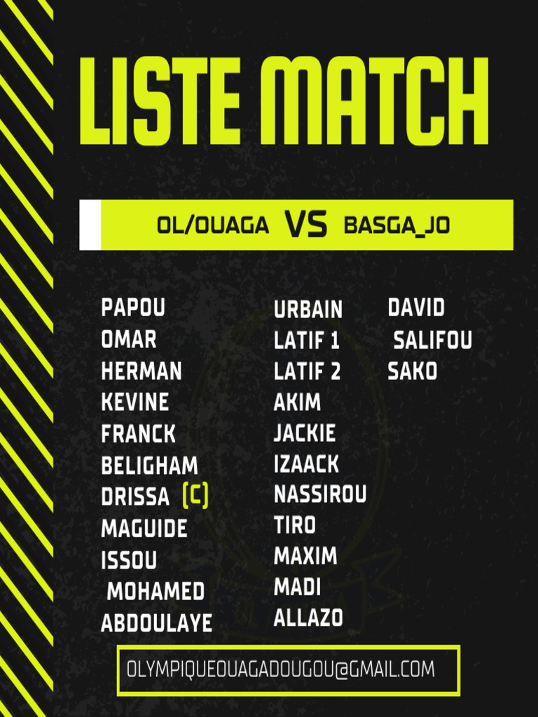 Black and Neon Green Modern Bold Football Starting Line Up List ...