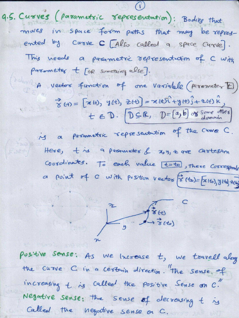 9.5 (Curves, Parametric Representation) | PDF