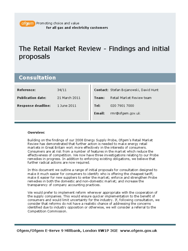 The Retail Market Review - Findings and Initial Proposals: Consultation ...
