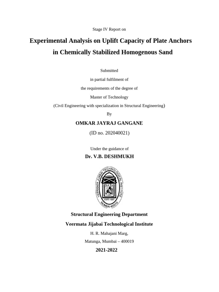 Omkar Stageiv Report | PDF | Deep Foundation | Stress (Mechanics)