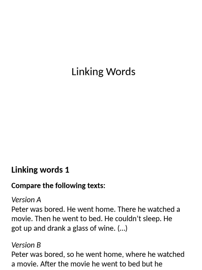 Basics 13 - Linking Words | PDF