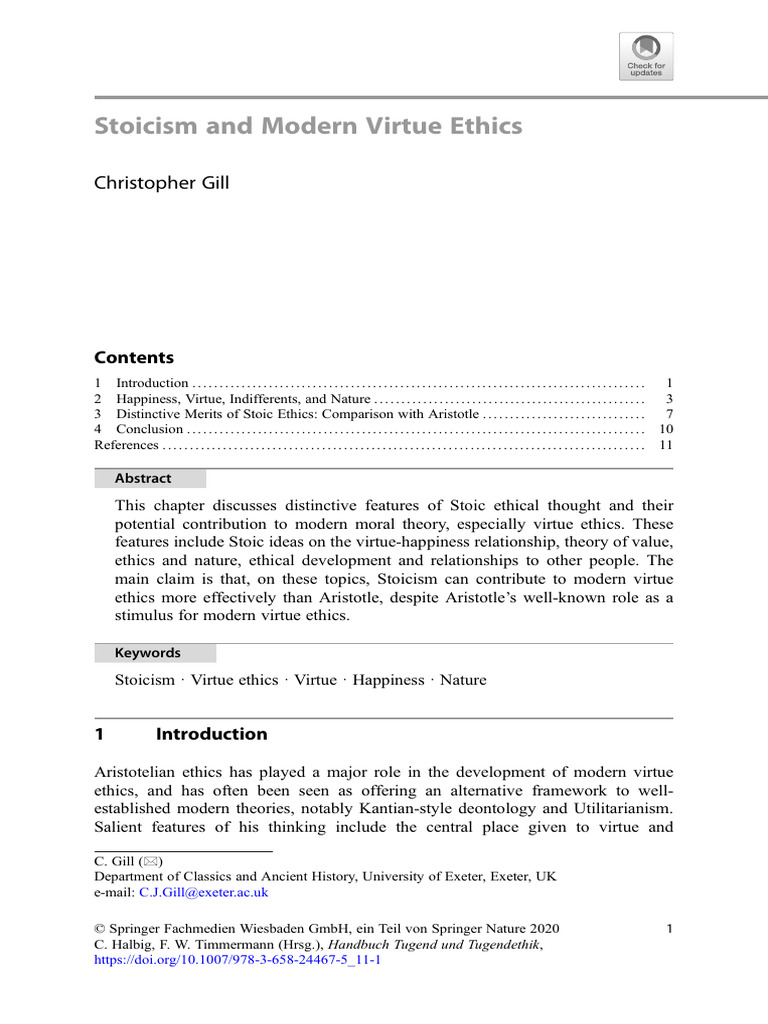 Stoicism's Role in Modern Virtue Ethics | PDF | Stoicism | Virtue Ethics