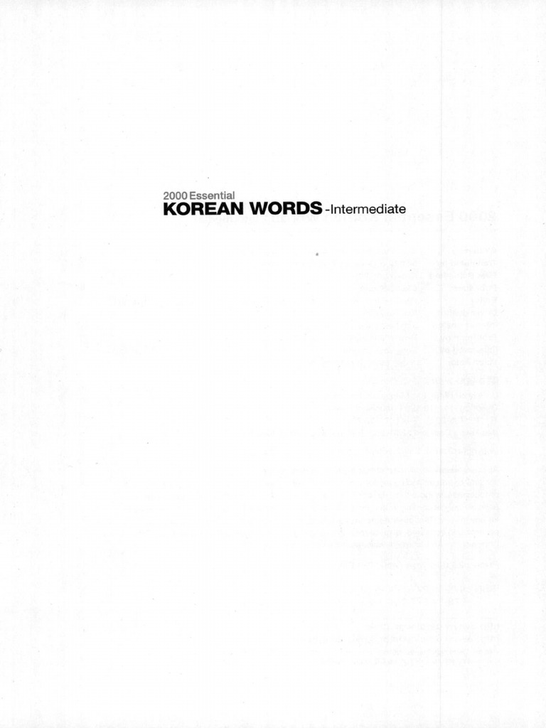 2000 Essential Korean Words Intermediate | PDF