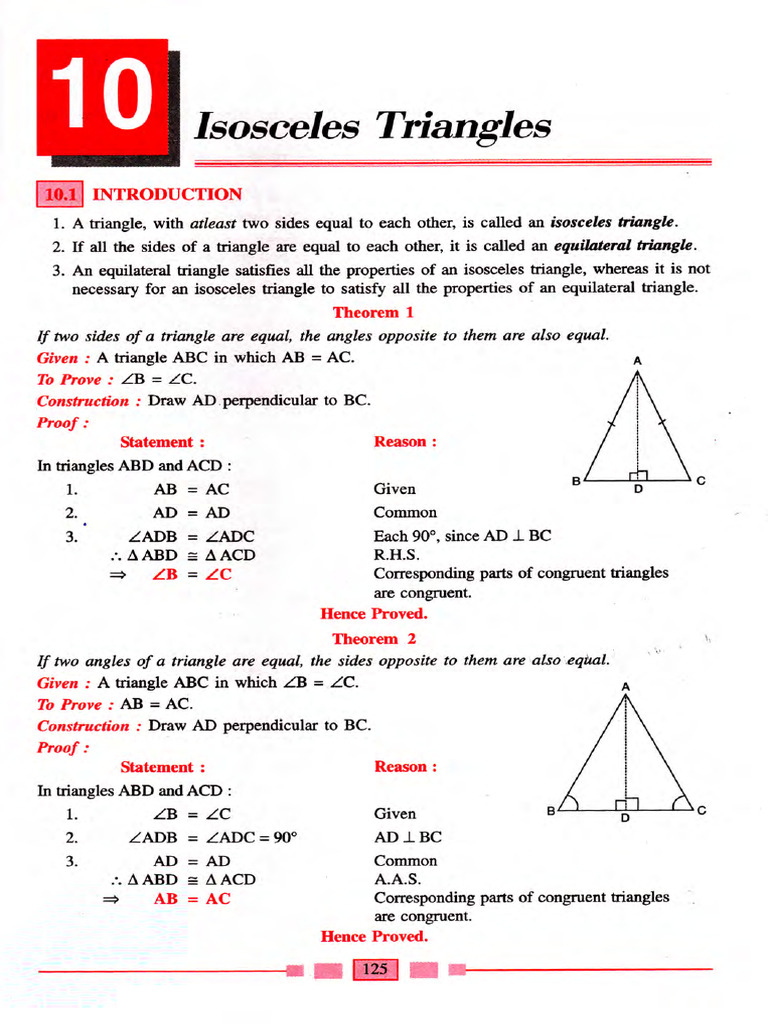 Selina Class 9 Maths Chapter 10 Isosceles Triangles | PDF