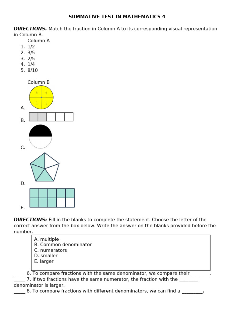 MATH4-Q3-W1-2-SUMMATIVE-TEST-1 | PDF | Odds | Mathematics