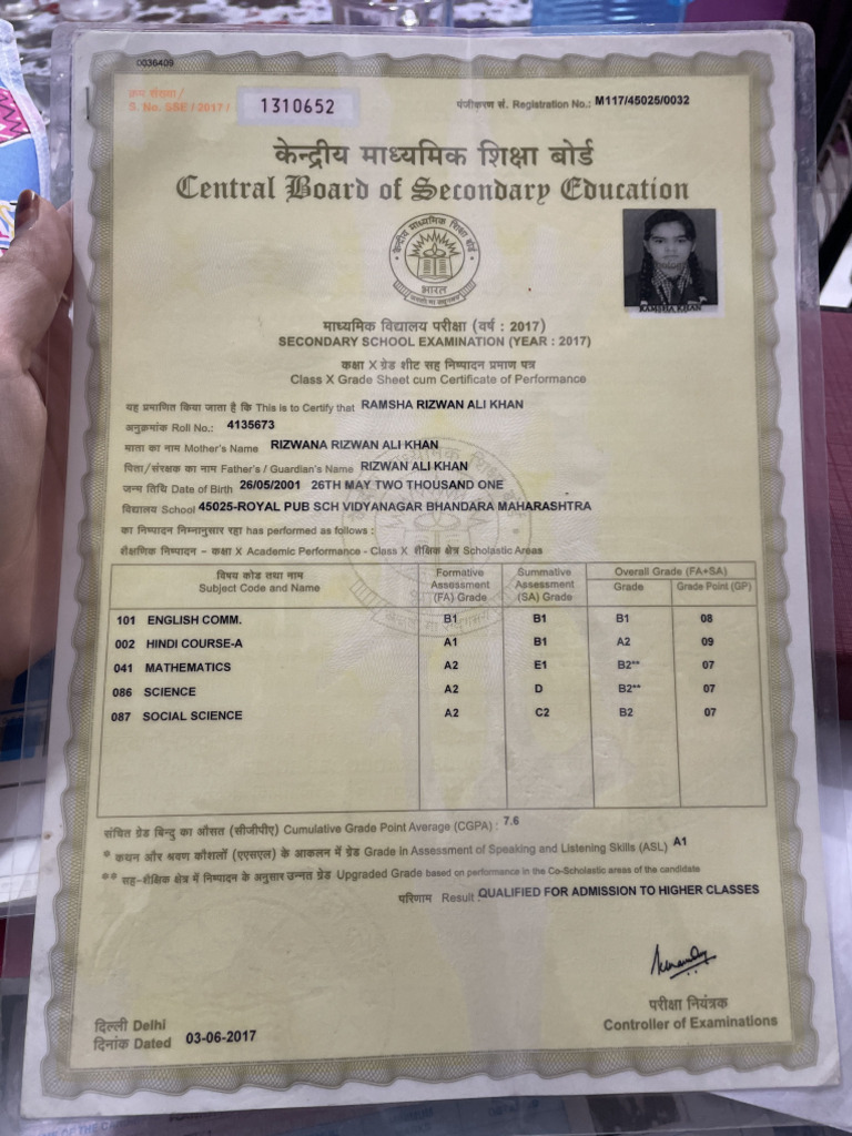 10th Marksheet | PDF