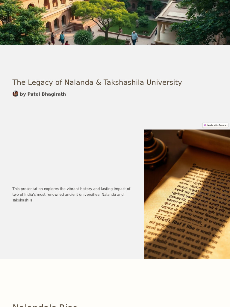 Nalanda & Takshashila: Ancient Education Legacy | PDF