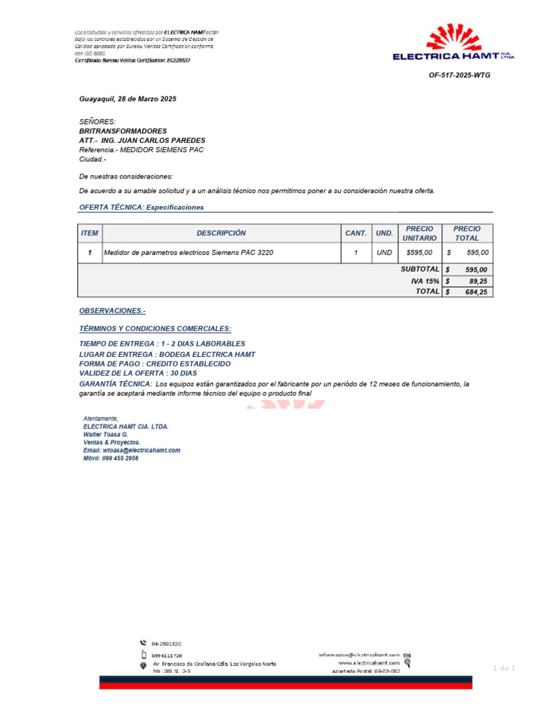 Medidor Siemens Pac 3220 | PDF