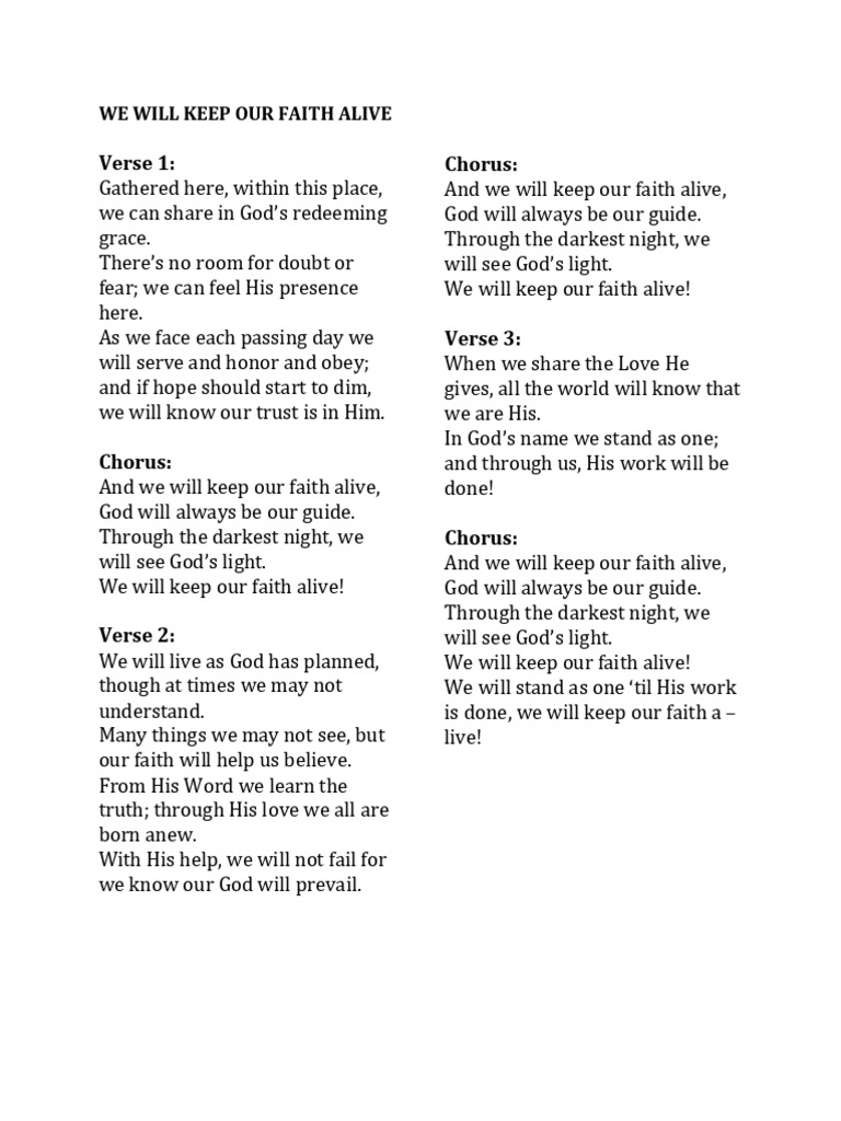 We Will Keep Our Faith Alive | PDF
