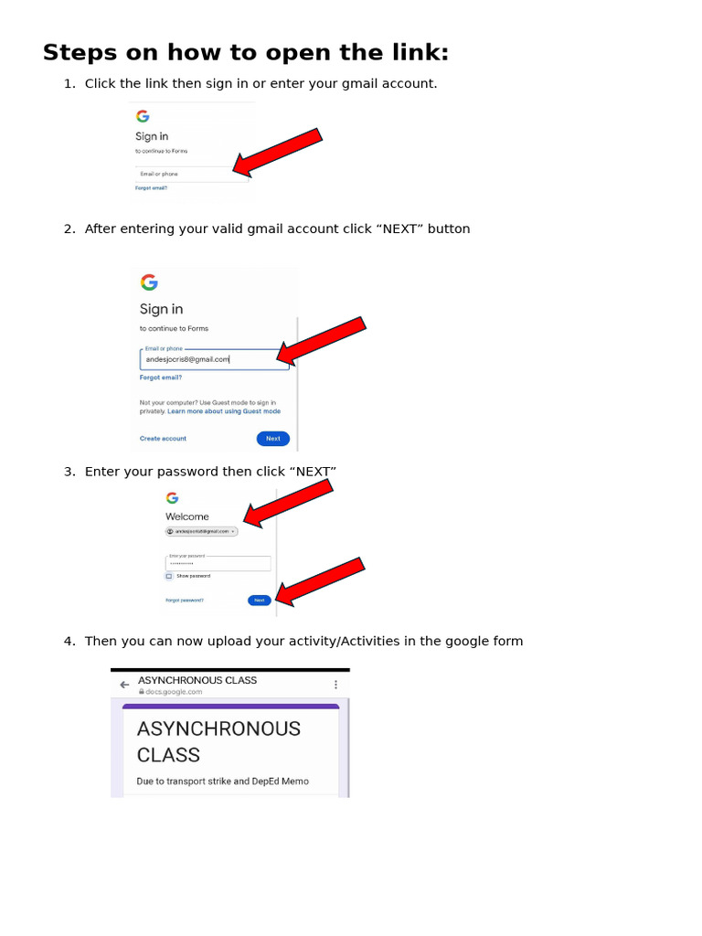Steps On How To Open The Link in Google Forms | PDF