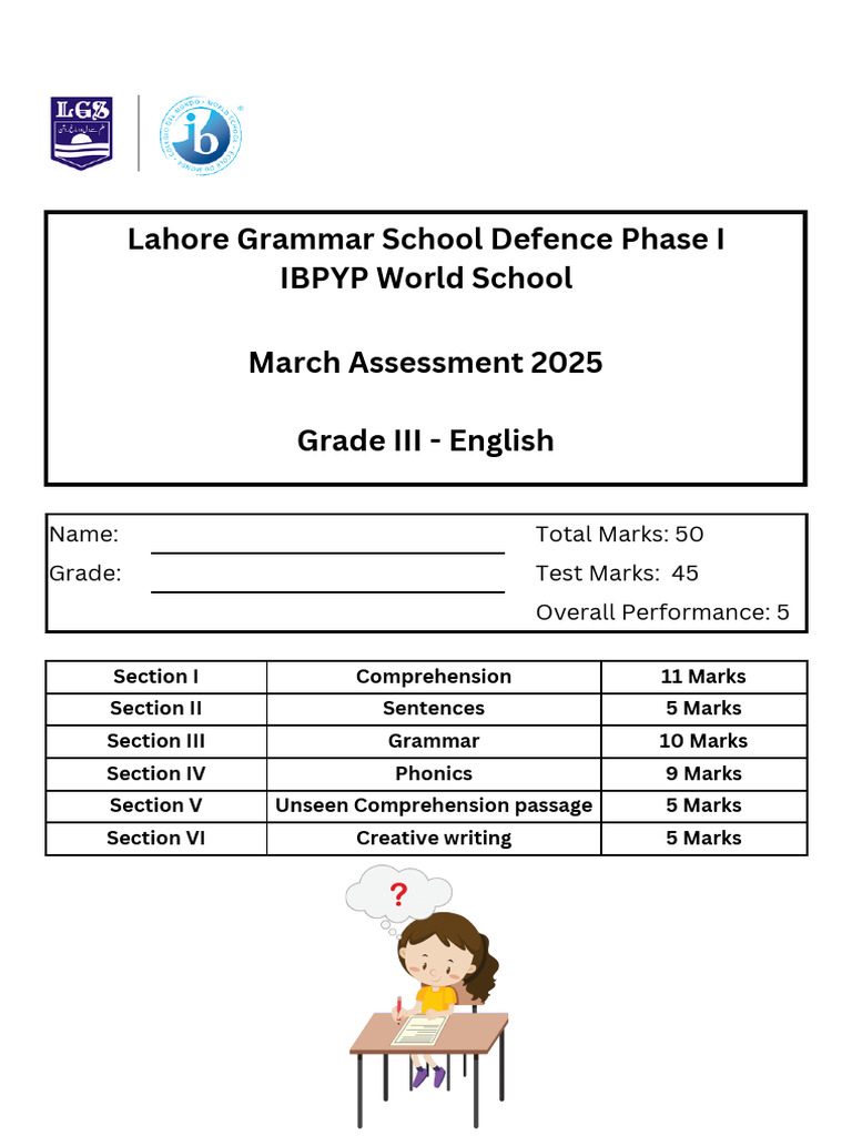 G3 English March Assessment 25 | PDF