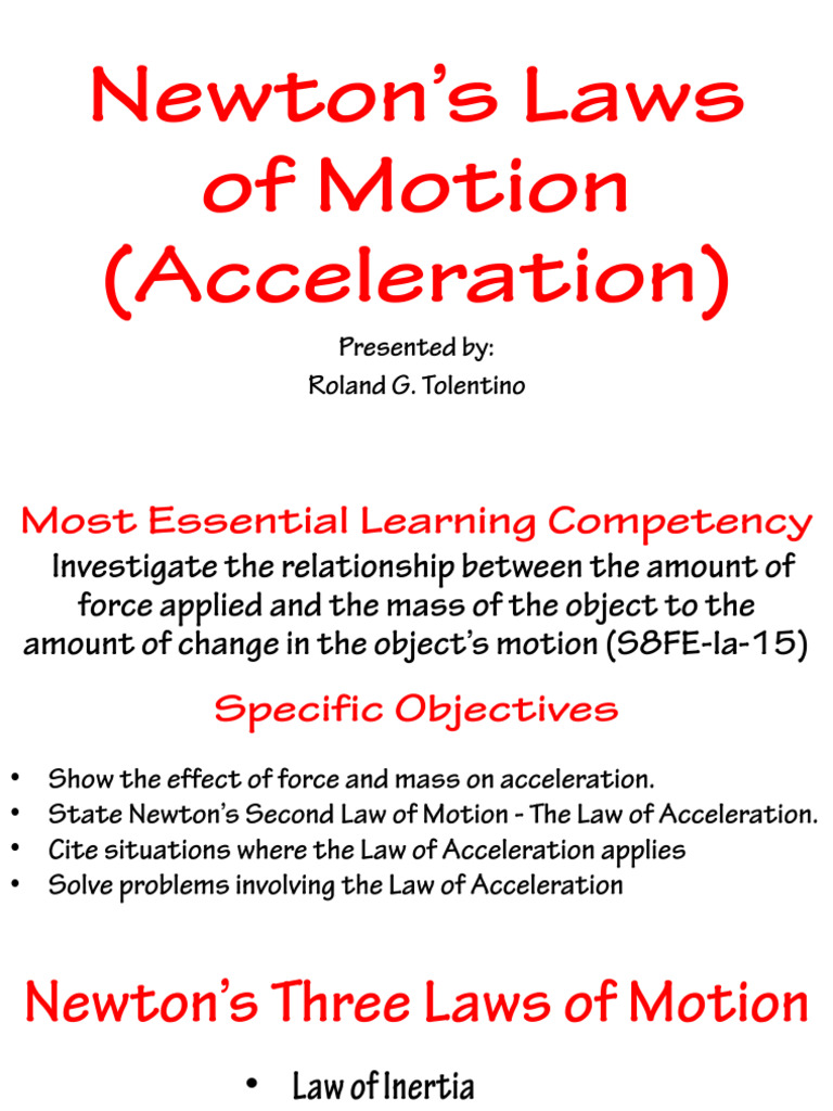 Newtons Second Law of Motion Acceleration | PDF