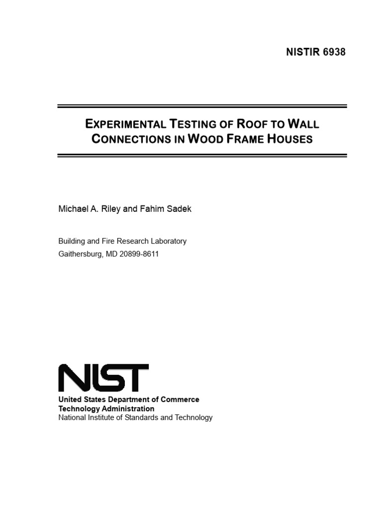 Riley - 2003 - Experimental Testing of Roof To Wall Connections in Wood ...
