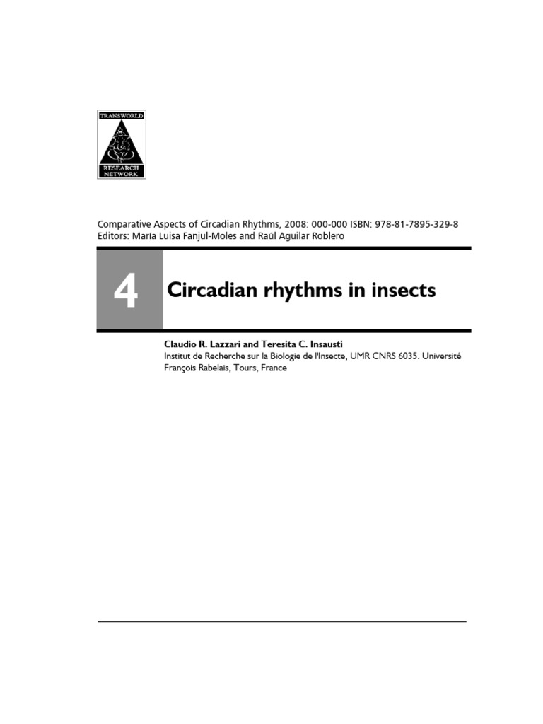 Circadian Rhythms in Insects | PDF | Circadian Rhythm | Hormone