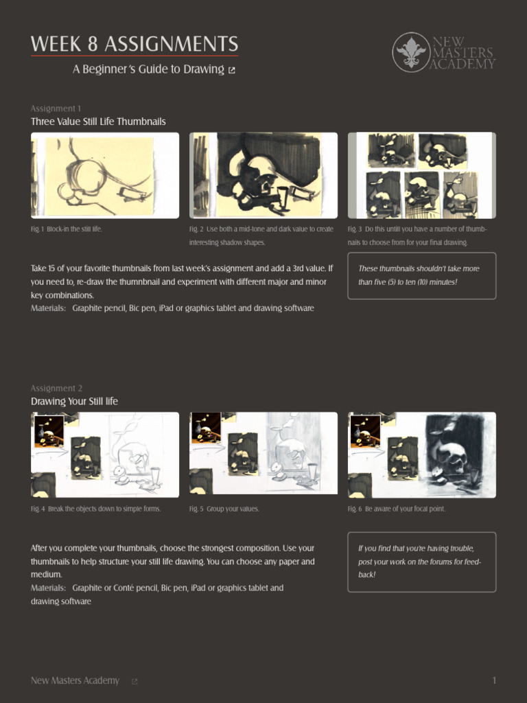 Beginners Guide To Drawing Week8 Assignments DR-1 | PDF