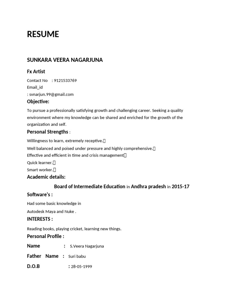 nagarjuna resume-1 | PDF