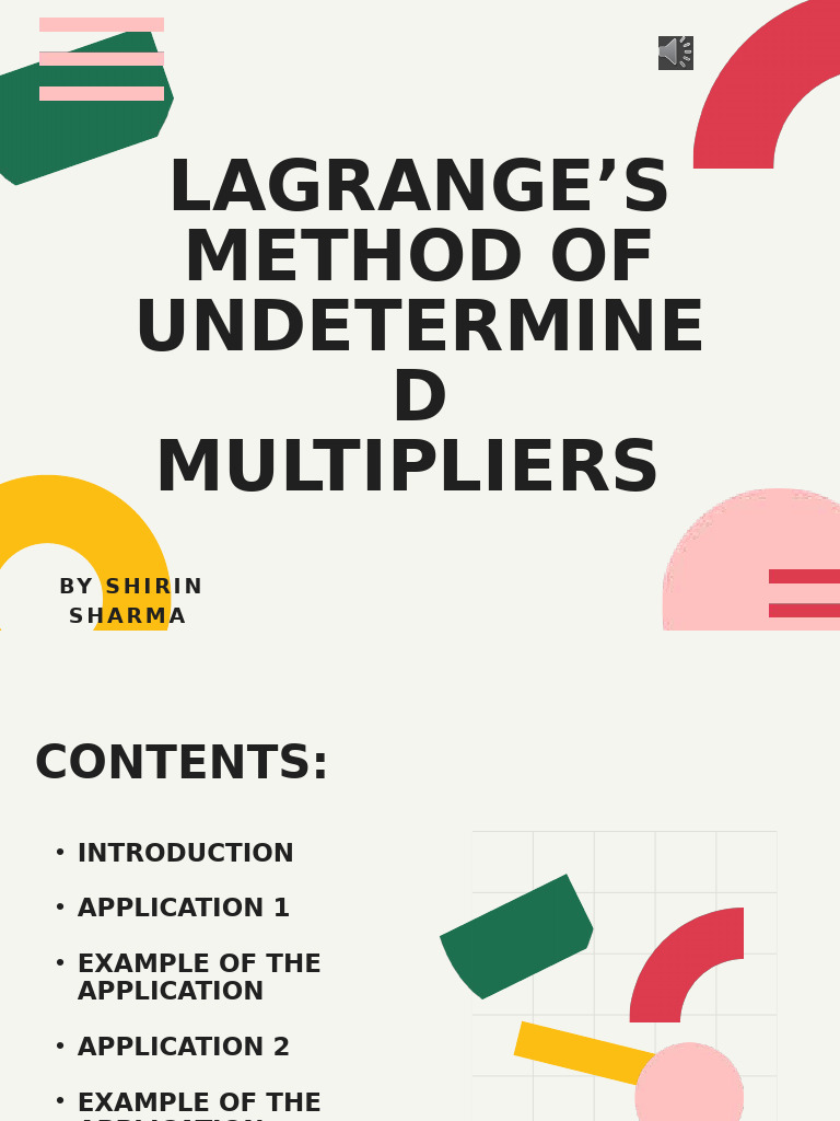 Calculus Presentation On Lagrange's Undetermined Coefficient Method | PDF | Mathematical ...
