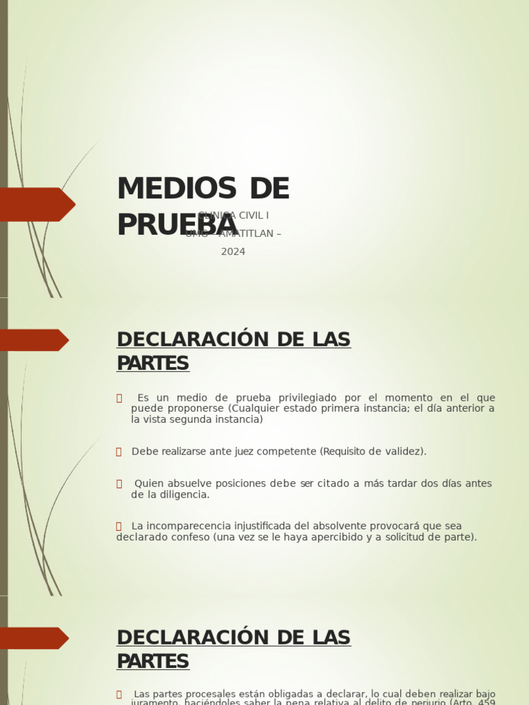 Medios de Prueba en Clínica Civil I | PDF | Testigo | Testigo experto