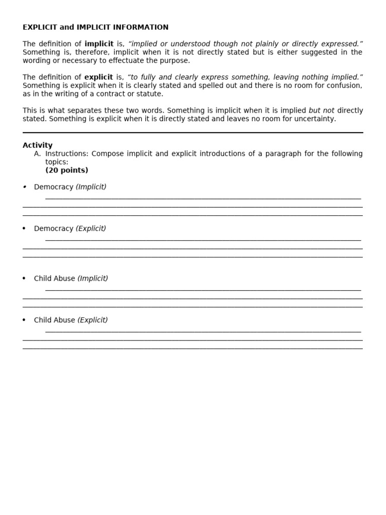 Explicit and Implicit Information | PDF