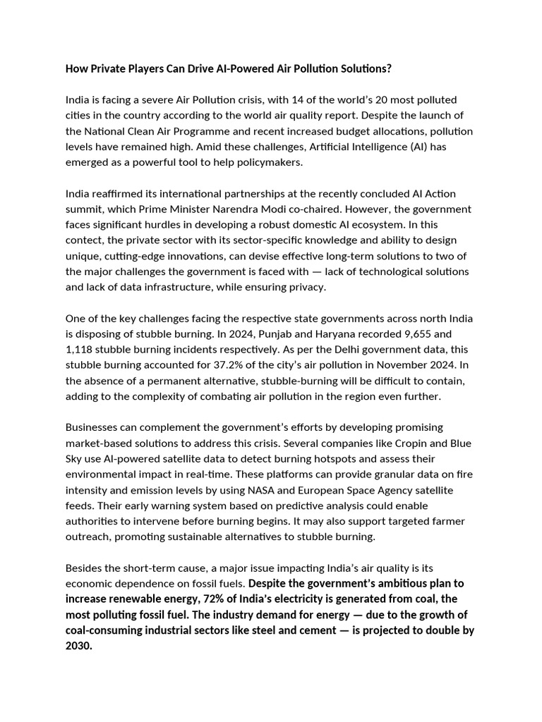 AI Solutions for India's Air Pollution Crisis | PDF | Air Pollution ...
