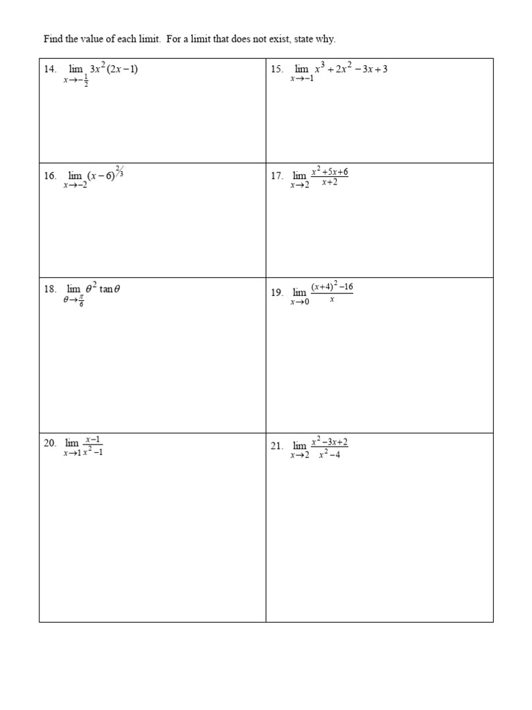 AP Calculus AB Limit Problems Guide | PDF