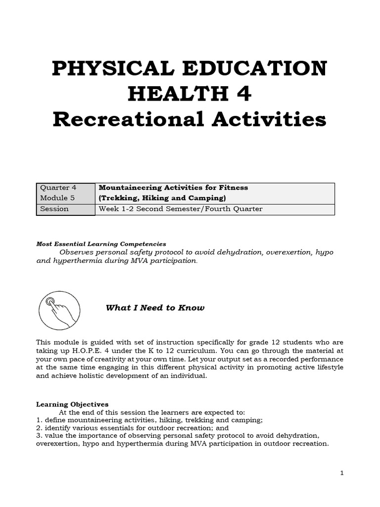 HOPE-4-Module-5-Week-1-2 | PDF | Hyperthermia | Hiking