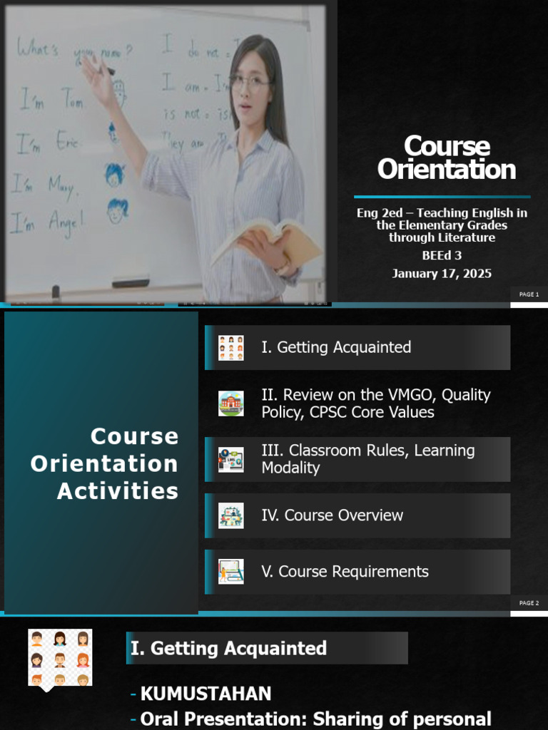 Course Orientation for Teaching English | PDF | Learning | Human Communication
