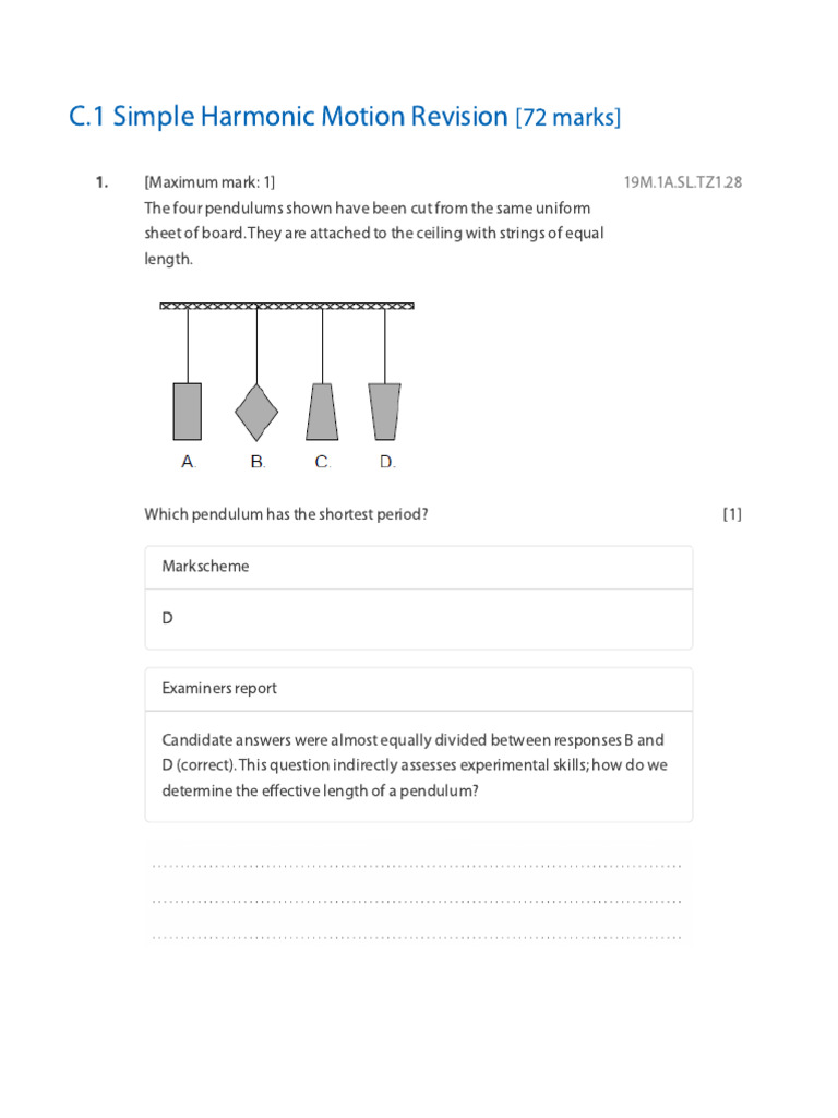 Simple Harmonic Motion Worksheet | PDF | Wavelength | Waves