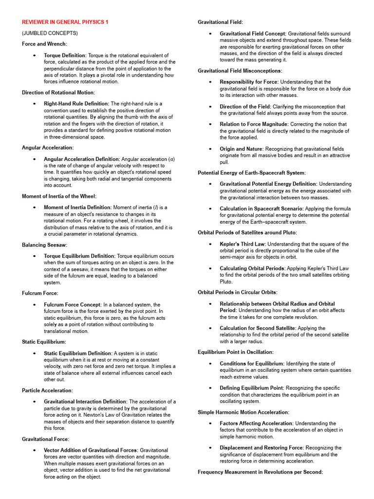 REVIEWER-IN-GENERAL-PHYSICS-1_Q2 | PDF | Force | Torque